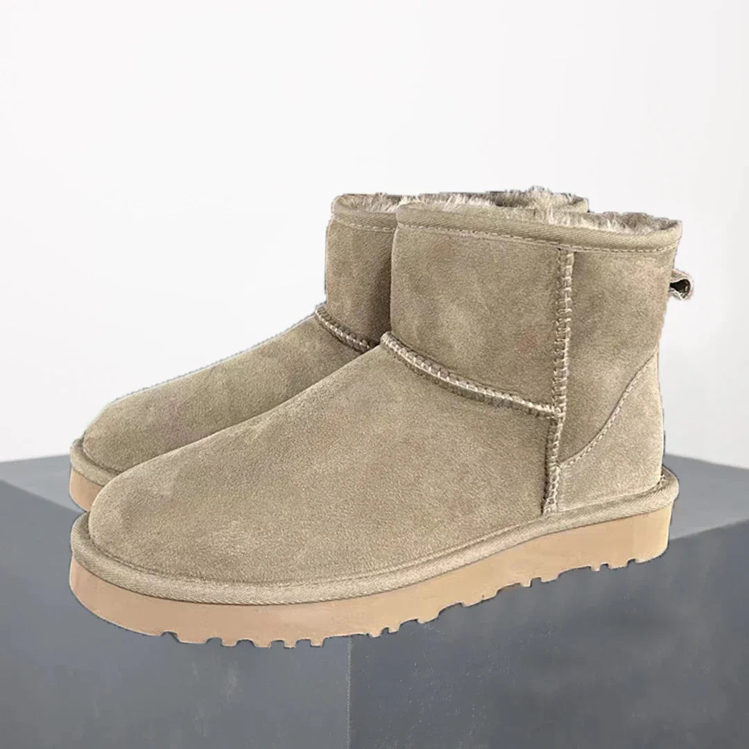 Women’s Black Leather Fur Lined Ultra Mini Platform Ankle Boots ...